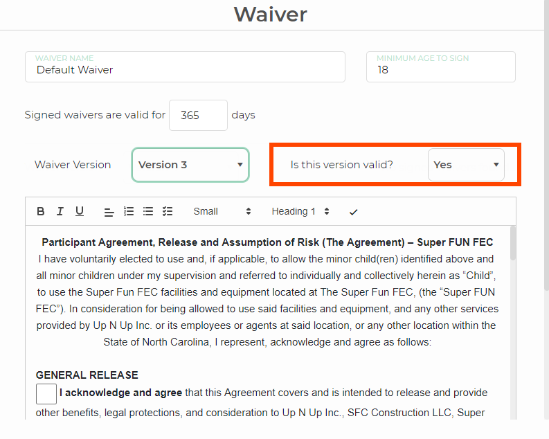 Adding Waiver Text to Advantage Kiosk